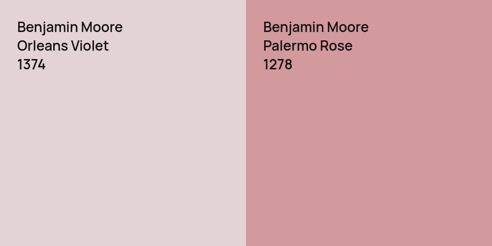 Benjamin Moore Orleans Violet vs. Benjamin Moore Palermo Rose comparison