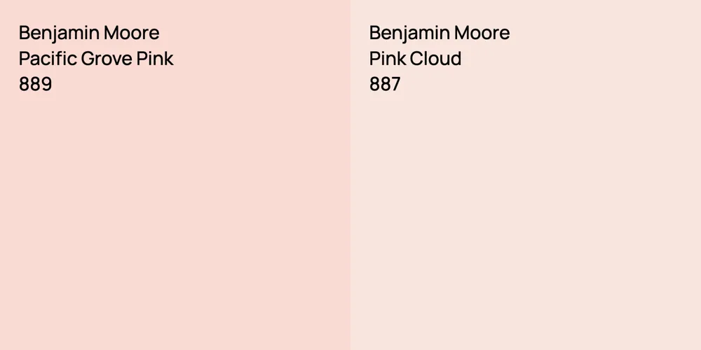 Benjamin Moore Pacific Grove Pink vs. Benjamin Moore Pink Cloud comparison