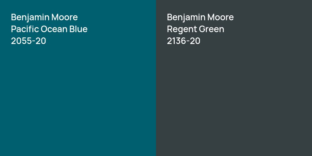 Benjamin Moore Pacific Ocean Blue vs. Benjamin Moore Regent Green ...