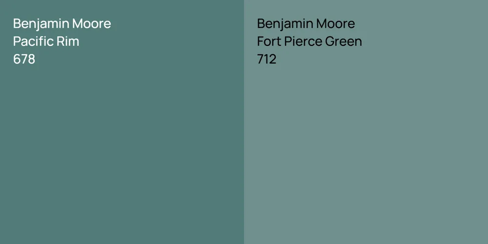 Benjamin Moore Pacific Rim vs. Benjamin Moore Fort Pierce Green comparison