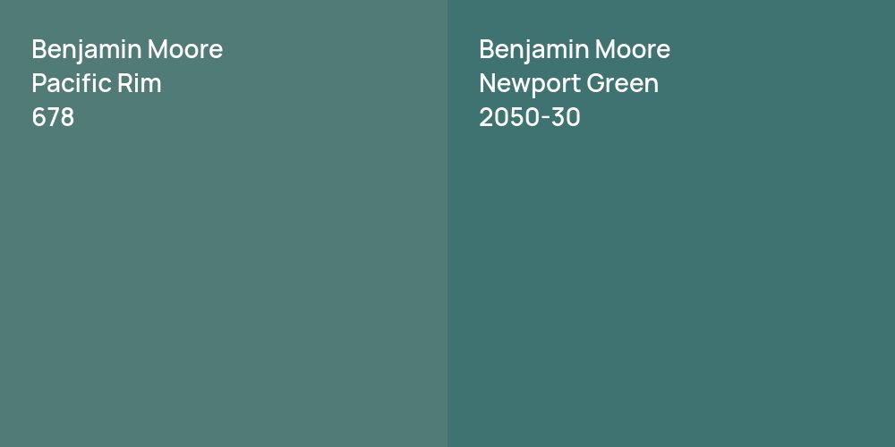 Benjamin Moore Pacific Rim vs. Benjamin Moore Newport Green comparison