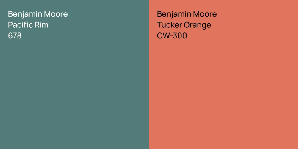 Benjamin Moore Pacific Rim vs. Benjamin Moore Tucker Orange comparison