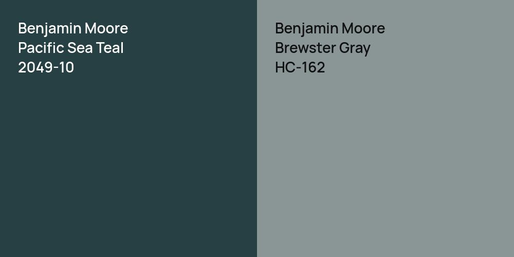 Benjamin Moore Pacific Sea Teal vs. Benjamin Moore Brewster Gray comparison