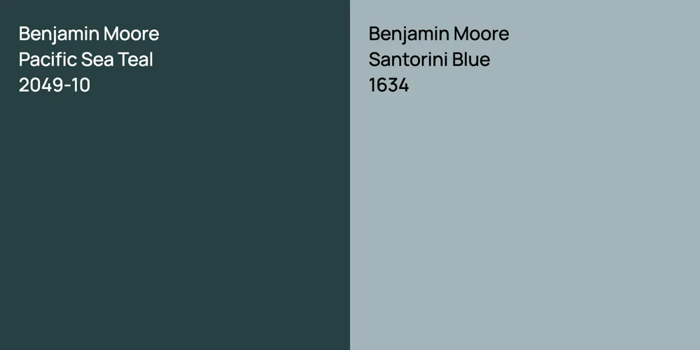 Benjamin Moore Pacific Sea Teal vs. Benjamin Moore Santorini Blue ...