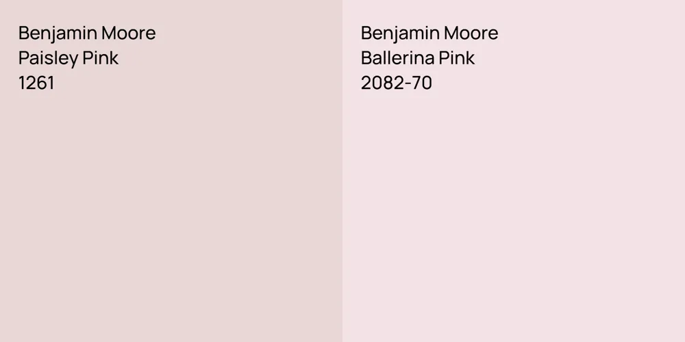 Benjamin Moore Paisley Pink vs. Benjamin Moore Ballerina Pink comparison