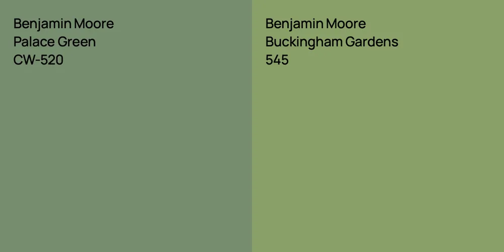 Benjamin Moore Palace Green vs. Benjamin Moore Buckingham Gardens comparison