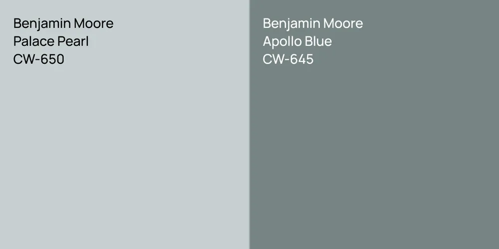 Benjamin Moore Palace Pearl vs. Benjamin Moore Apollo Blue comparison