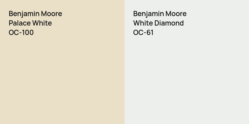 Benjamin Moore Palace White vs. Benjamin Moore White Diamond comparison