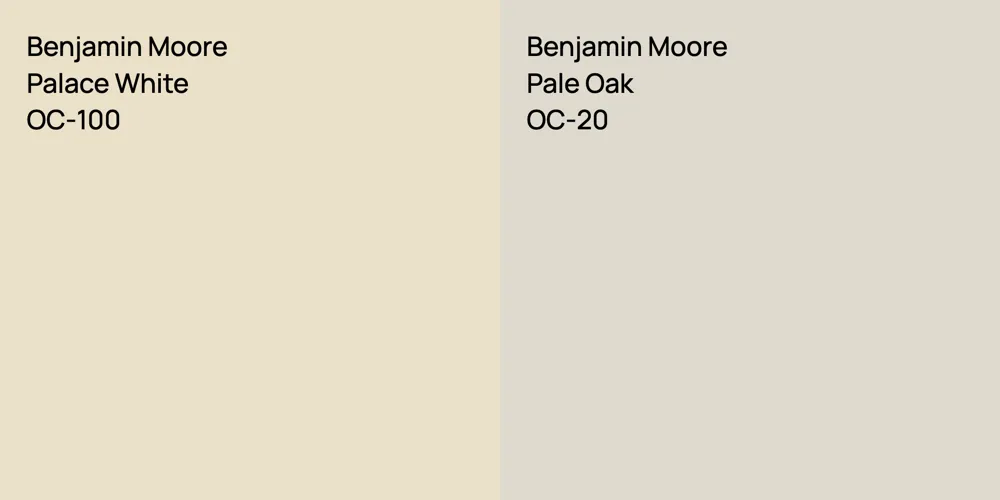Benjamin Moore Palace White vs. Benjamin Moore Pale Oak comparison