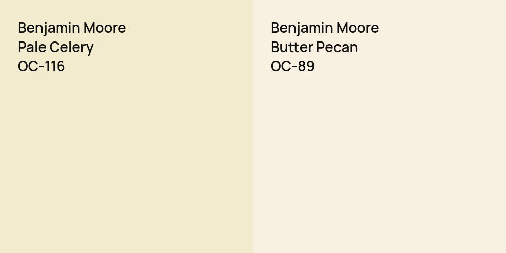 Benjamin Moore Pale Celery vs. Benjamin Moore Butter Pecan comparison