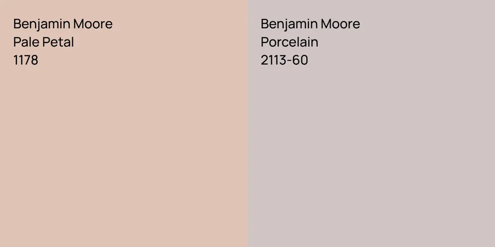 Benjamin Moore Pale Petal vs. Benjamin Moore Porcelain comparison