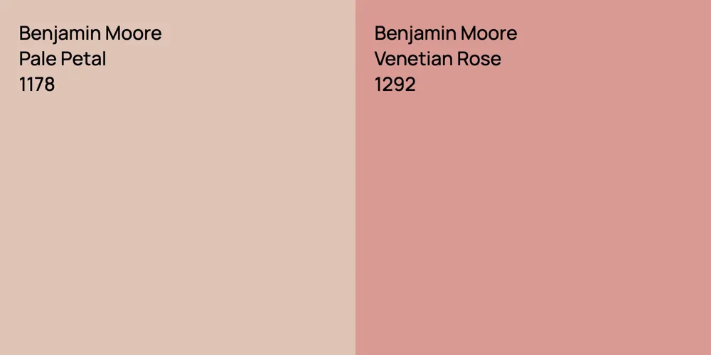 Benjamin Moore Pale Petal vs. Benjamin Moore Venetian Rose comparison