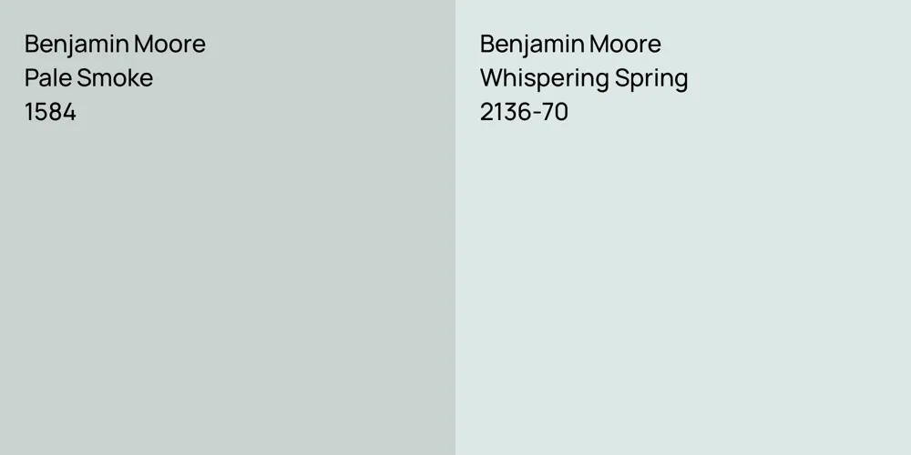 Benjamin Moore Pale Smoke vs. Benjamin Moore Whispering Spring comparison