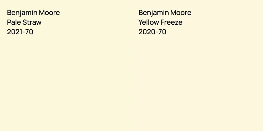 Benjamin Moore Pale Straw vs. Benjamin Moore Yellow Freeze comparison