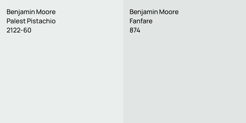 Benjamin Moore Palest Pistachio vs. Benjamin Moore Fanfare comparison