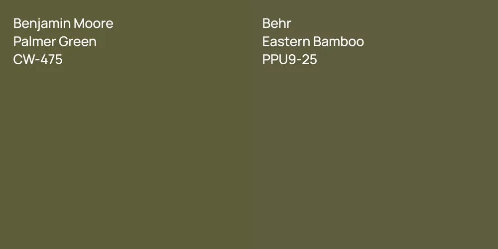 Benjamin Moore Palmer Green vs. Behr Eastern Bamboo comparison