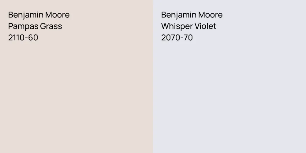Benjamin Moore Pampas Grass vs. Benjamin Moore Whisper Violet comparison