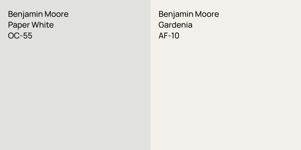 Benjamin Moore Paper White vs. Benjamin Moore Gardenia comparison