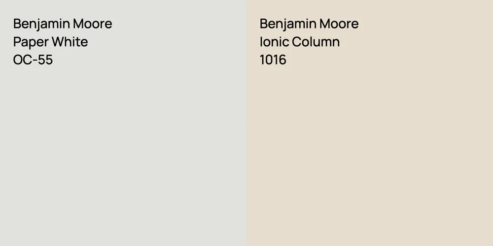 Benjamin Moore Paper White vs. Benjamin Moore Ionic Column comparison