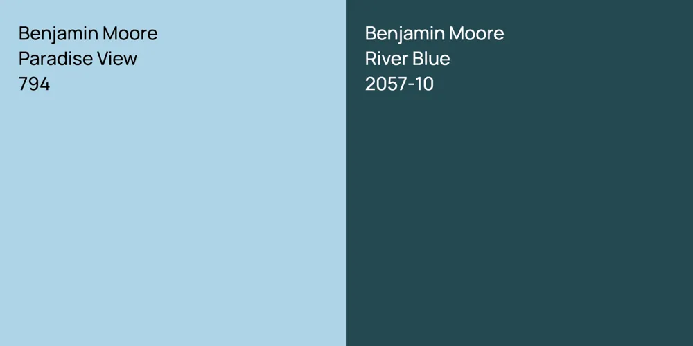 Benjamin Moore Paradise View vs. Benjamin Moore River Blue comparison