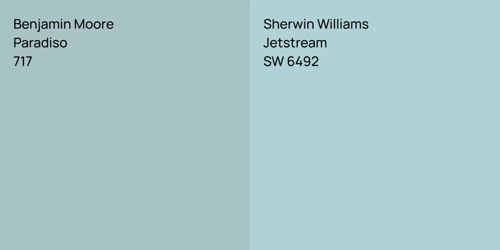 Benjamin Moore Paradiso vs. Sherwin Williams Jetstream comparison