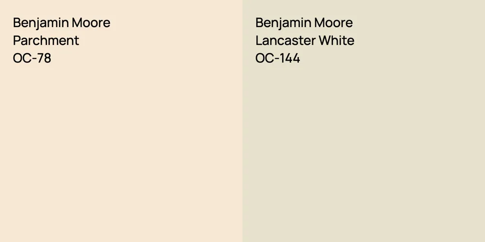 Benjamin Moore Parchment vs. Benjamin Moore Lancaster White comparison