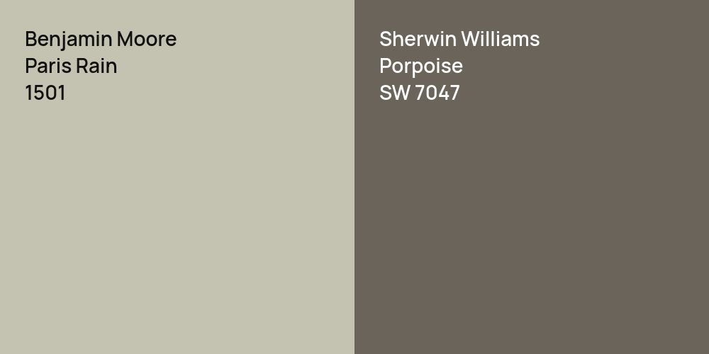 Benjamin Moore Paris Rain vs. Sherwin Williams Porpoise comparison