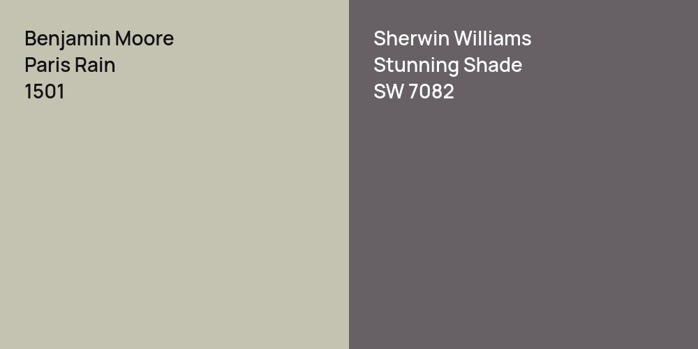 Benjamin Moore Paris Rain vs. Sherwin Williams Stunning Shade comparison