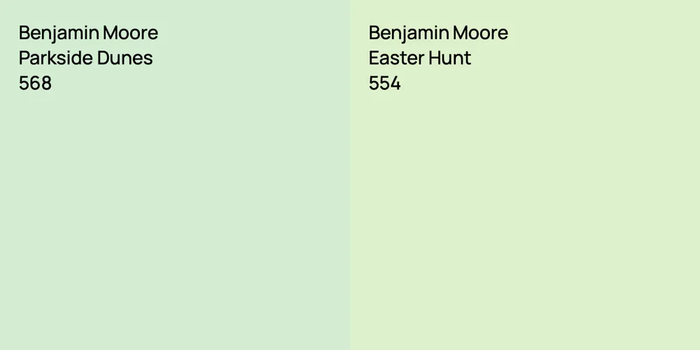 Benjamin Moore Parkside Dunes vs. Benjamin Moore Easter Hunt comparison