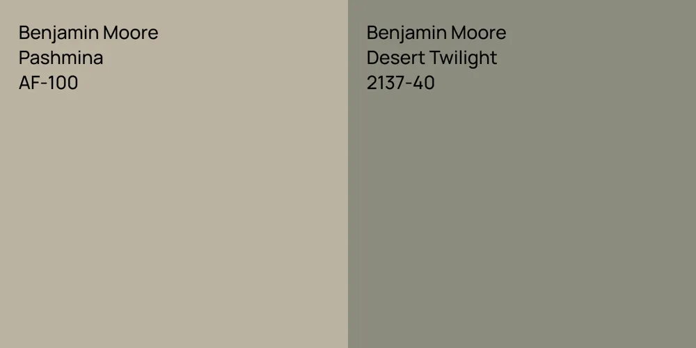 Benjamin Moore Pashmina vs. Benjamin Moore Desert Twilight comparison