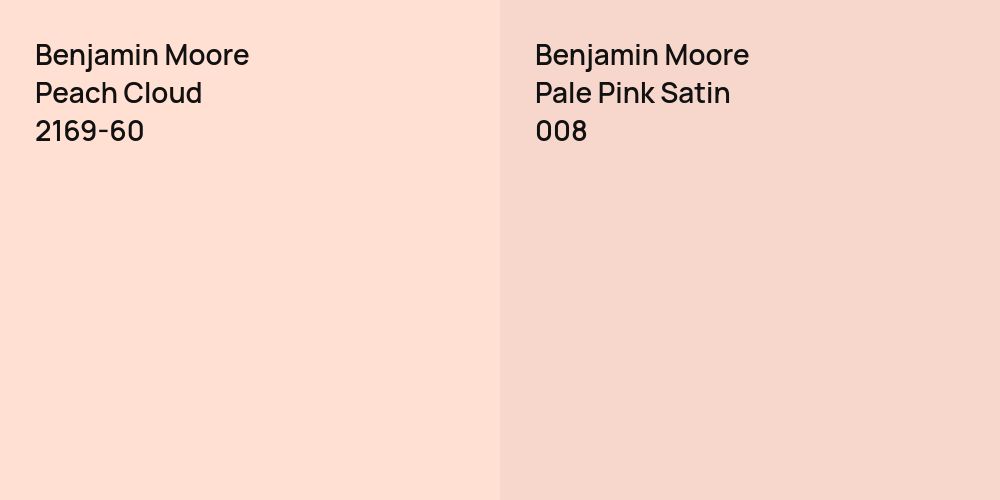Benjamin Moore Peach Cloud vs. Benjamin Moore Pale Pink Satin comparison