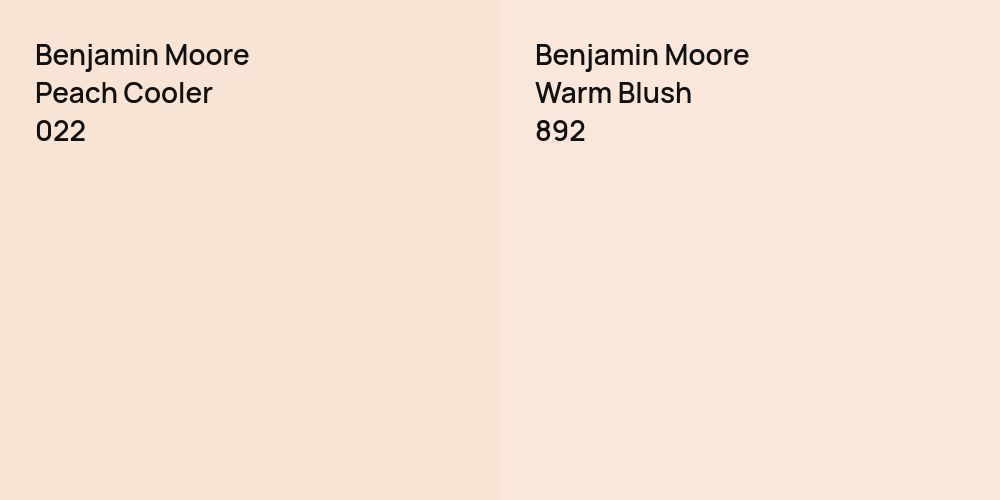 Benjamin Moore Peach Cooler vs. Benjamin Moore Warm Blush comparison