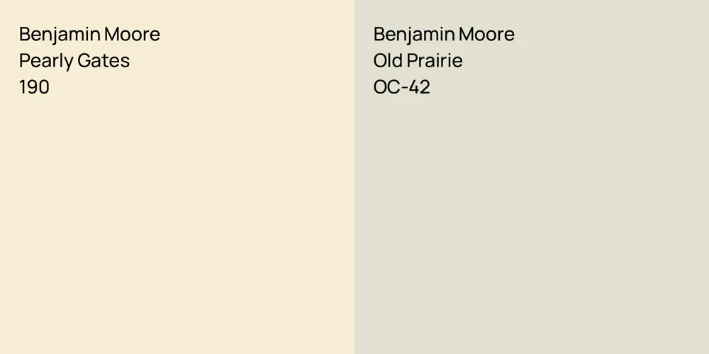Benjamin Moore Pearly Gates vs. Benjamin Moore Old Prairie comparison