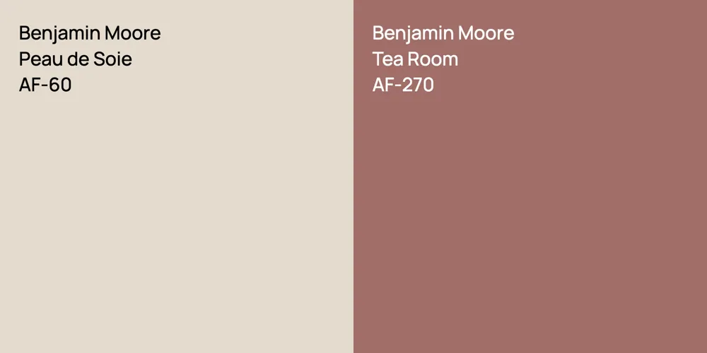Benjamin Moore Peau de Soie vs. Benjamin Moore Tea Room comparison