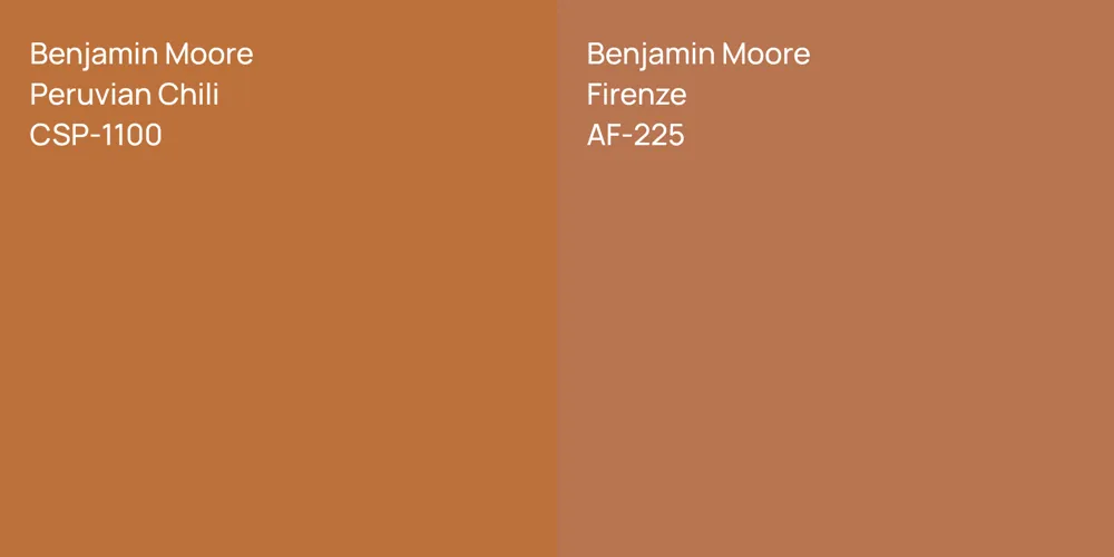 Benjamin Moore Peruvian Chili vs. Benjamin Moore Firenze comparison