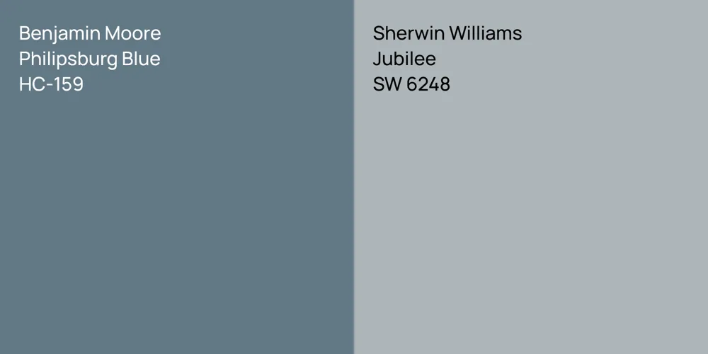 Benjamin Moore Philipsburg Blue vs. Sherwin Williams Jubilee comparison