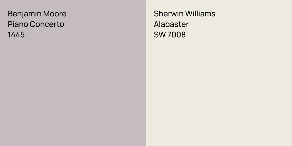 Benjamin Moore Piano Concerto vs. Sherwin Williams Alabaster comparison
