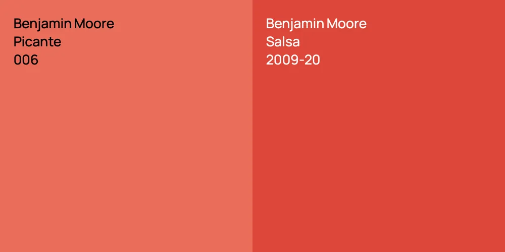 Benjamin Moore Picante vs. Benjamin Moore Salsa comparison