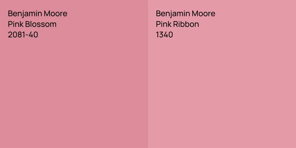 Benjamin Moore Pink Blossom vs. Benjamin Moore Pink Ribbon comparison