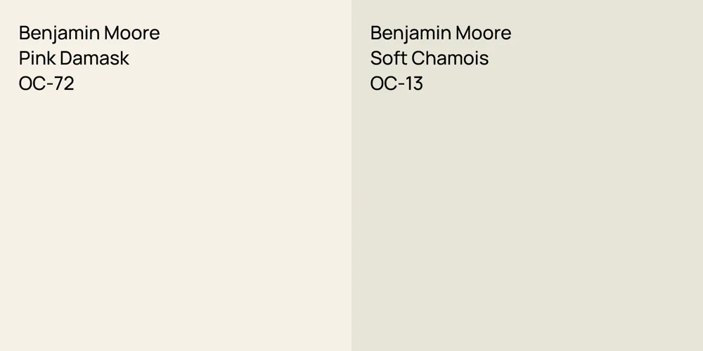 Benjamin Moore Pink Damask vs. Benjamin Moore Soft Chamois comparison