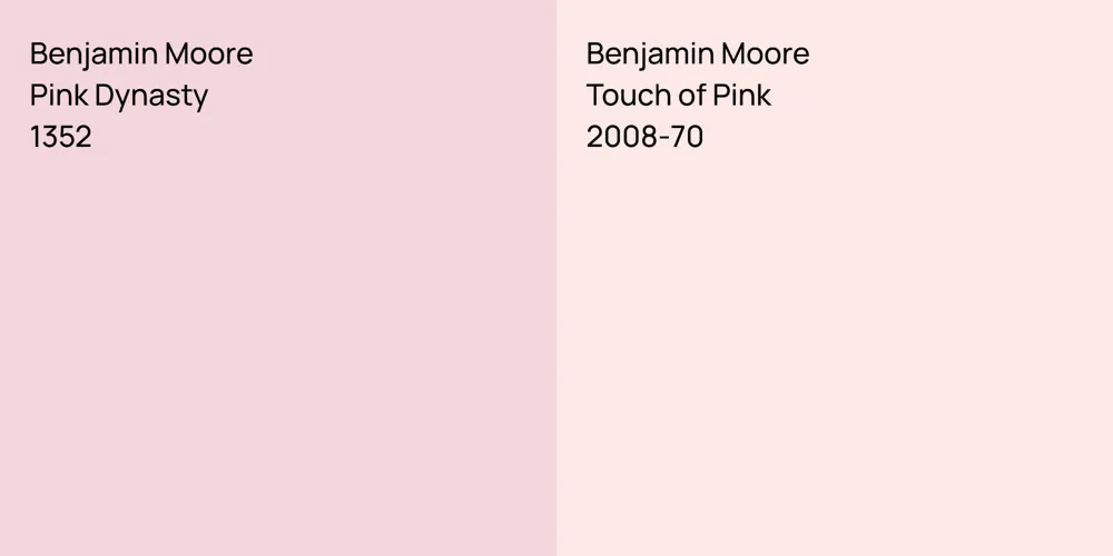 Benjamin Moore Pink Dynasty vs. Benjamin Moore Touch of Pink comparison