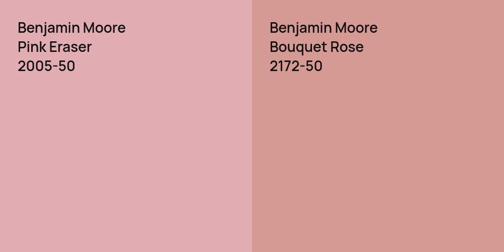 Benjamin Moore Pink Eraser vs. Benjamin Moore Bouquet Rose comparison