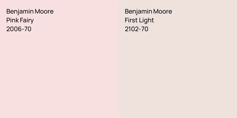 Benjamin Moore Pink Fairy vs. Benjamin Moore First Light comparison