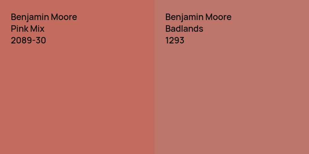 Benjamin Moore Pink Mix vs. Benjamin Moore Badlands comparison