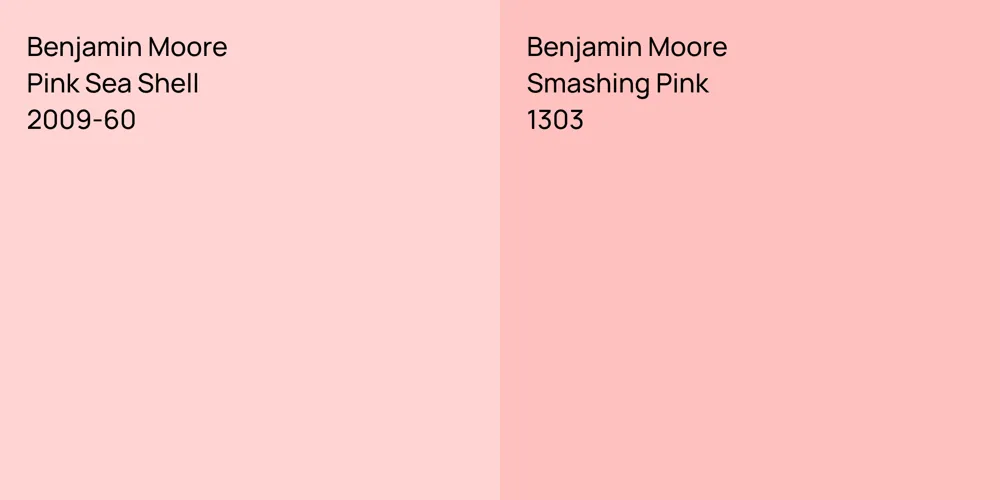 Benjamin Moore Pink Sea Shell vs. Benjamin Moore Smashing Pink comparison
