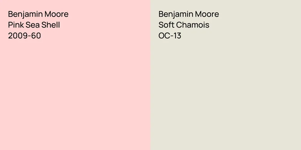 Benjamin Moore Pink Sea Shell vs. Benjamin Moore Soft Chamois comparison