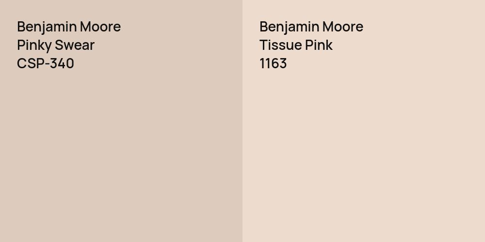 Benjamin Moore Pinky Swear vs. Benjamin Moore Tissue Pink comparison