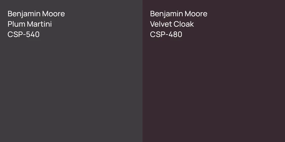Benjamin Moore Plum Martini vs. Benjamin Moore Velvet Cloak comparison