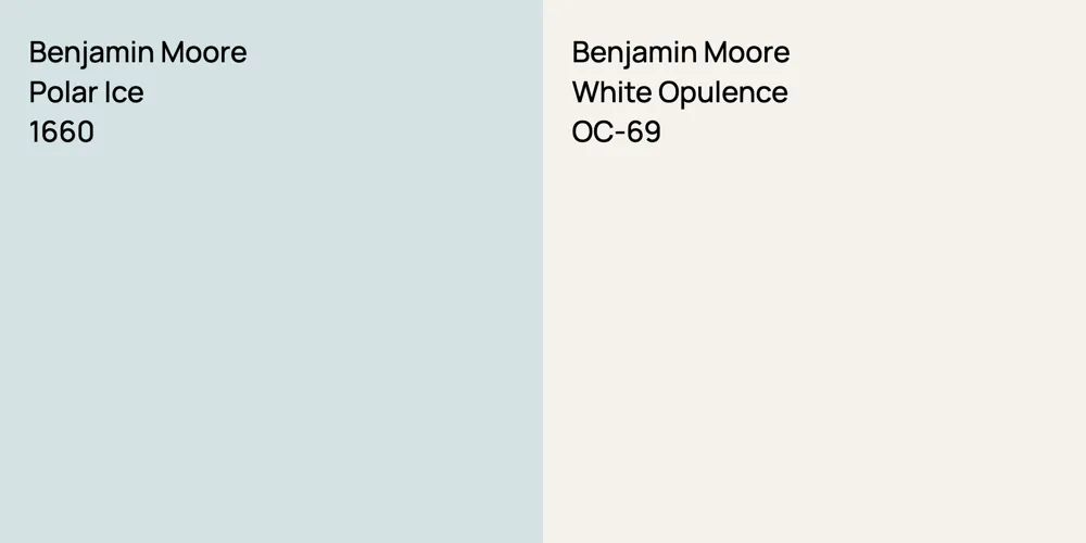 Benjamin Moore Polar Ice vs. Benjamin Moore White Opulence comparison