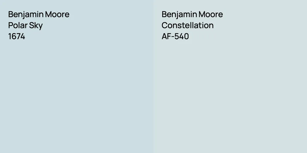 Benjamin Moore Polar Sky vs. Benjamin Moore Constellation comparison